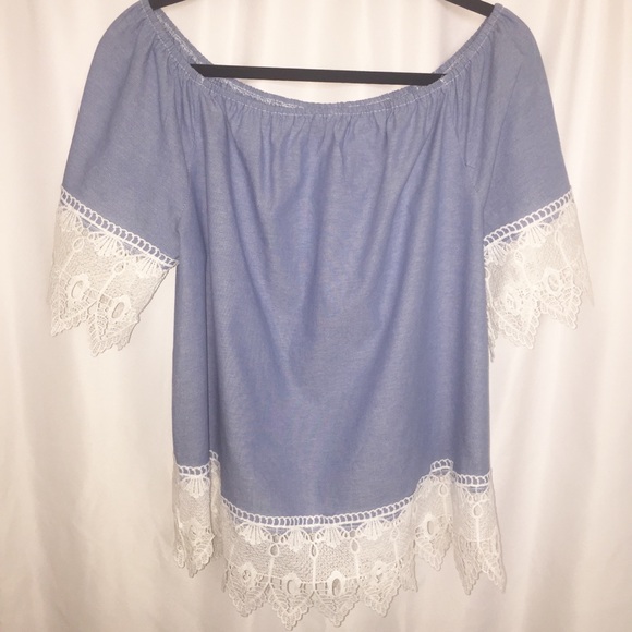 Unique Spectrum | Tops | Unique Spectrumchambray Blouse Xl | Poshmark